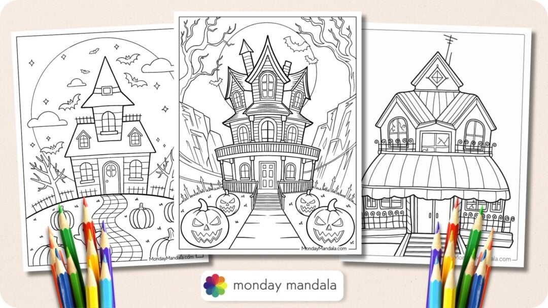 29 Haunted House Coloring Pages (Free PDF Printables)