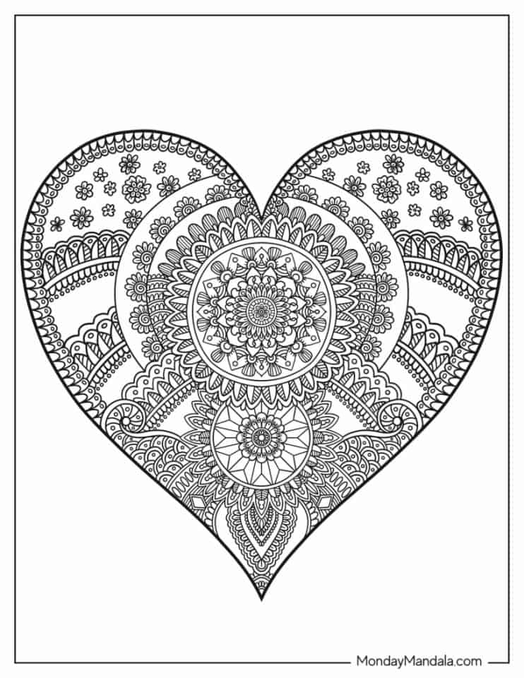 60 Heart Coloring Pages (Free PDF Printables)