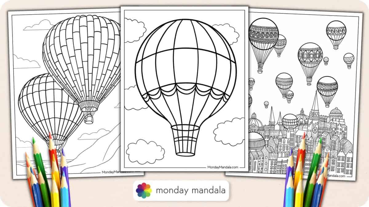 41 Hot Air Balloon Coloring Pages (Free PDF Printables)