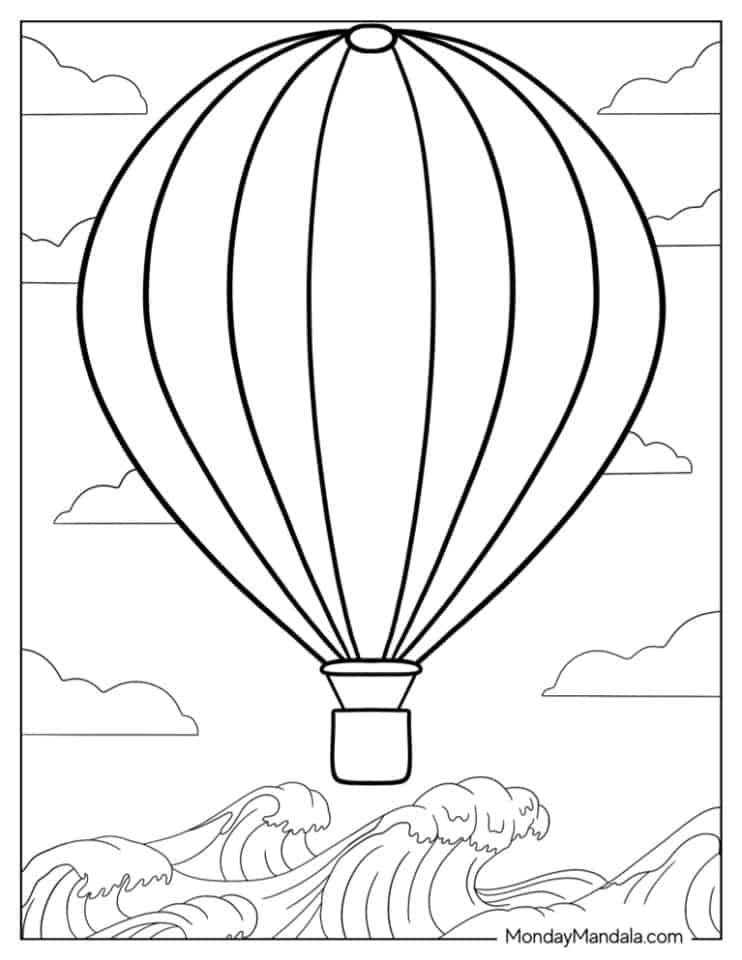41 Hot Air Balloon Coloring Pages (Free PDF Printables)