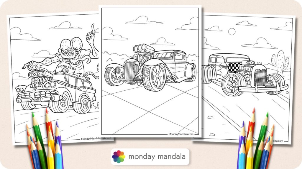 20 Hot Rod Coloring Pages (Free PDF Printables)