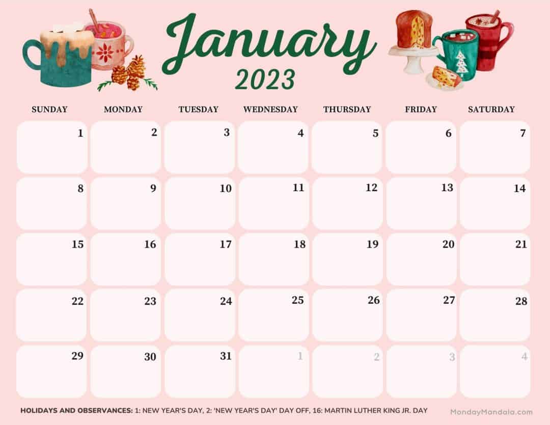 January 2023 Calendar (52 Free PDF Printables)