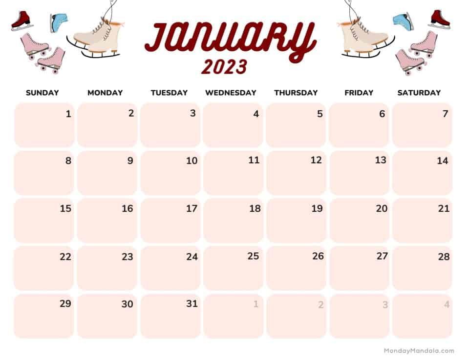 January 2023 Calendar (52 Free PDF Printables)