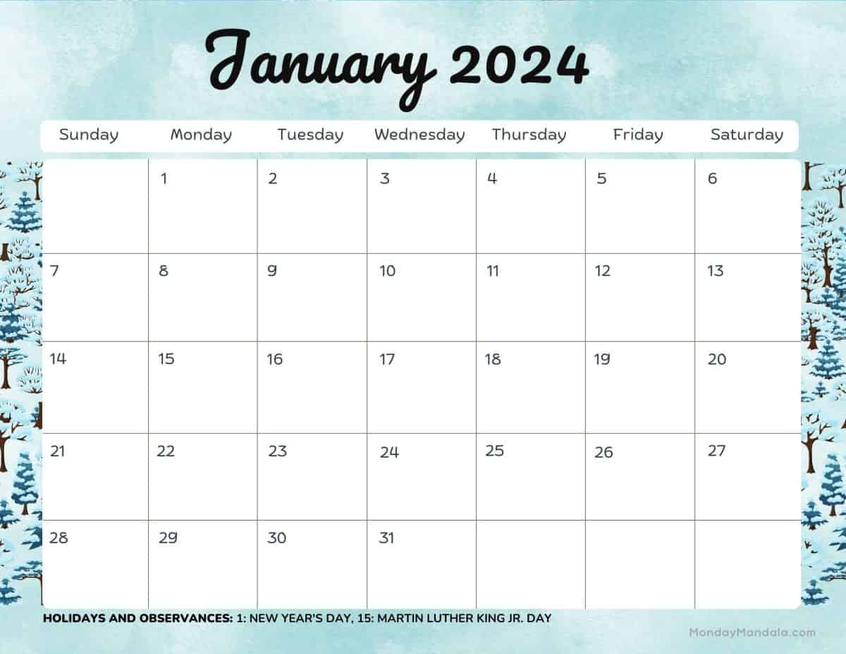 52 January 2024 Calendars Free PDF Printables 