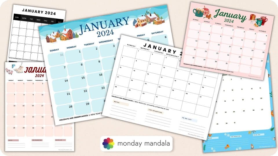 52 January 2024 Calendars (Free PDF Printables)