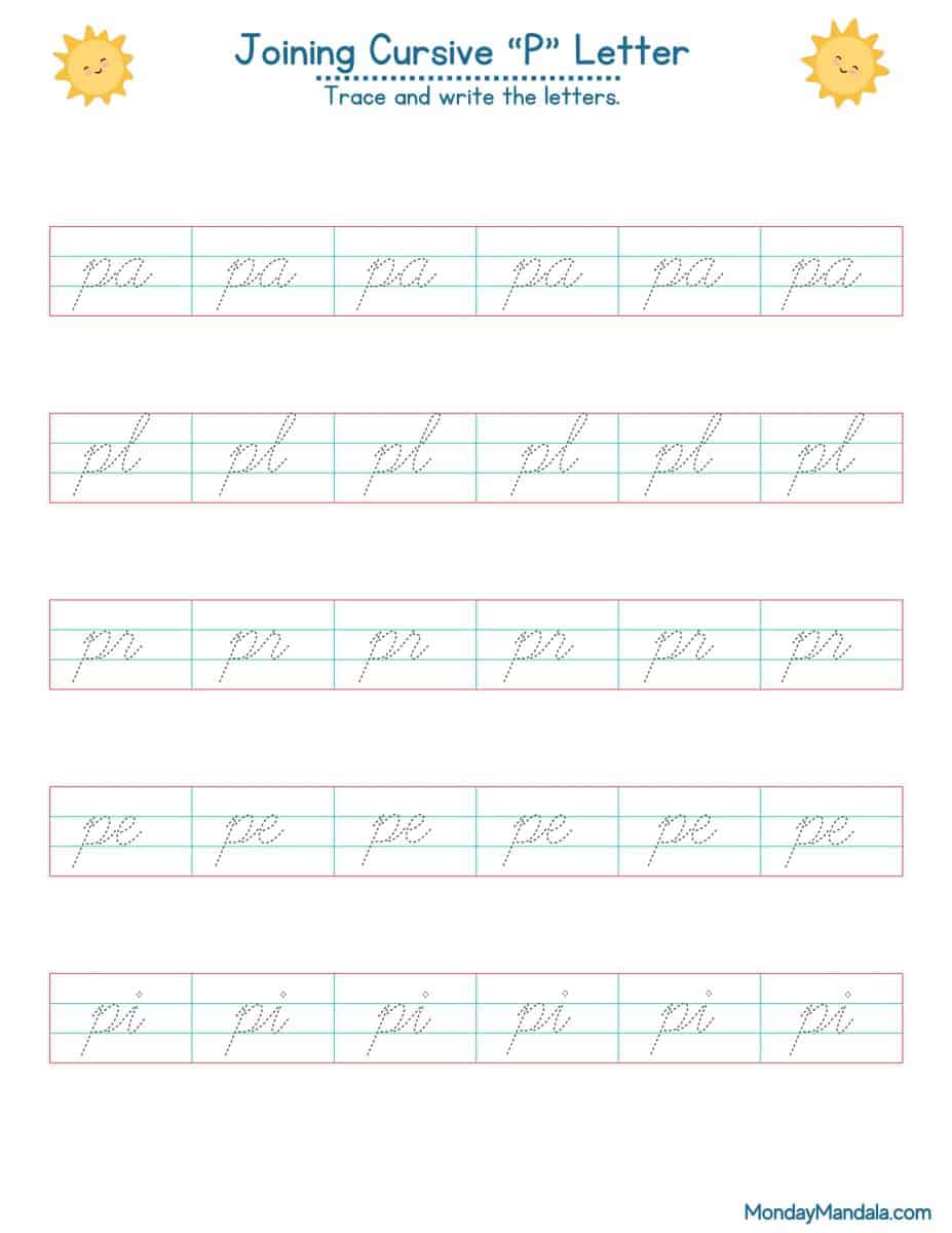 10 Cursive P Worksheets (Free Letter Writing Printables)