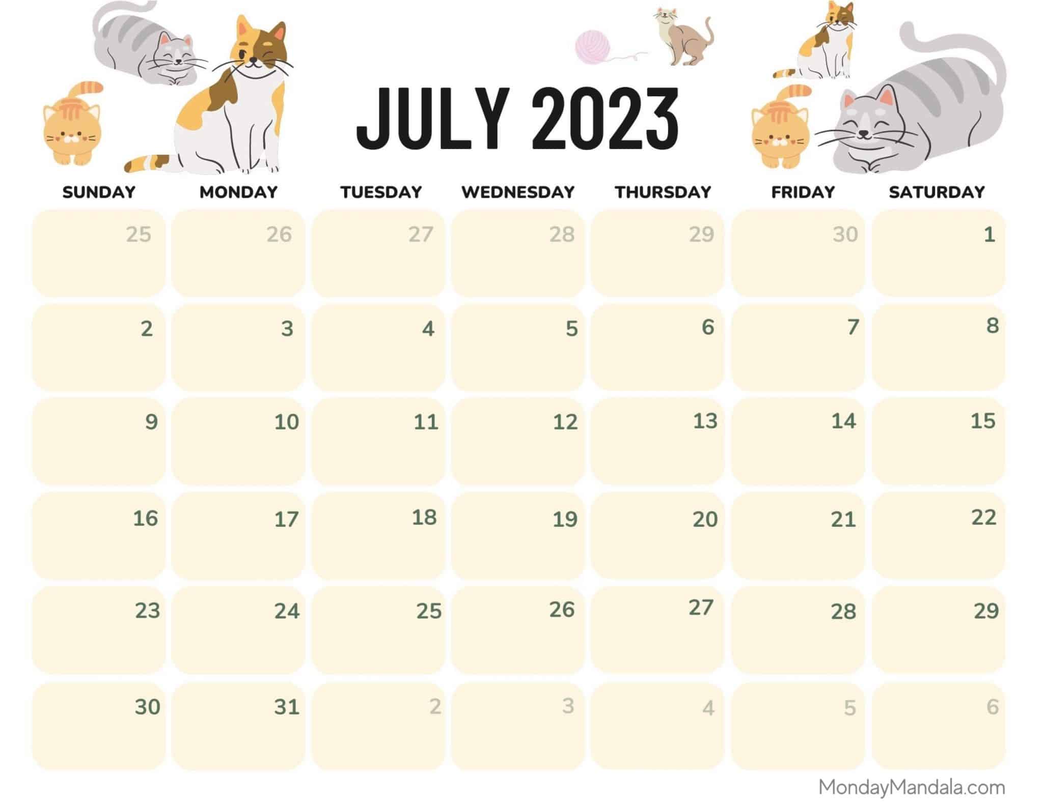 July 2023 Printable Calendar (52 Free PDF Printables)