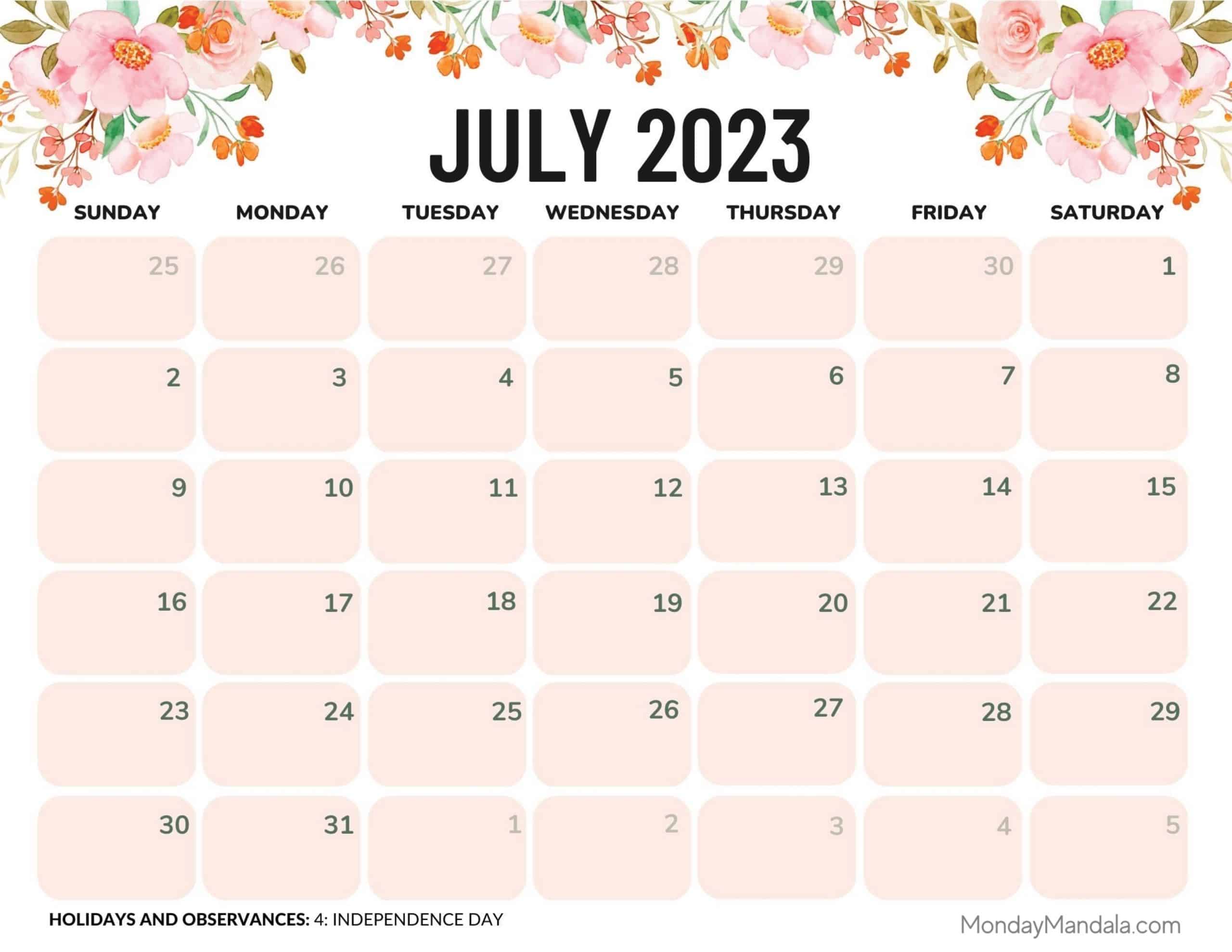 Interesting Printable July 2023 Calendar Pdf Pictures