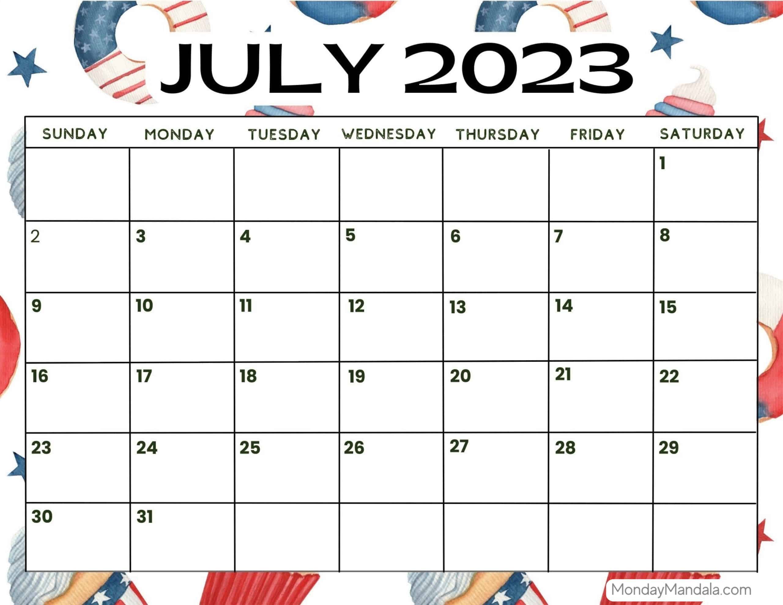 July 2023 Printable Calendar (52 Free PDF Printables)