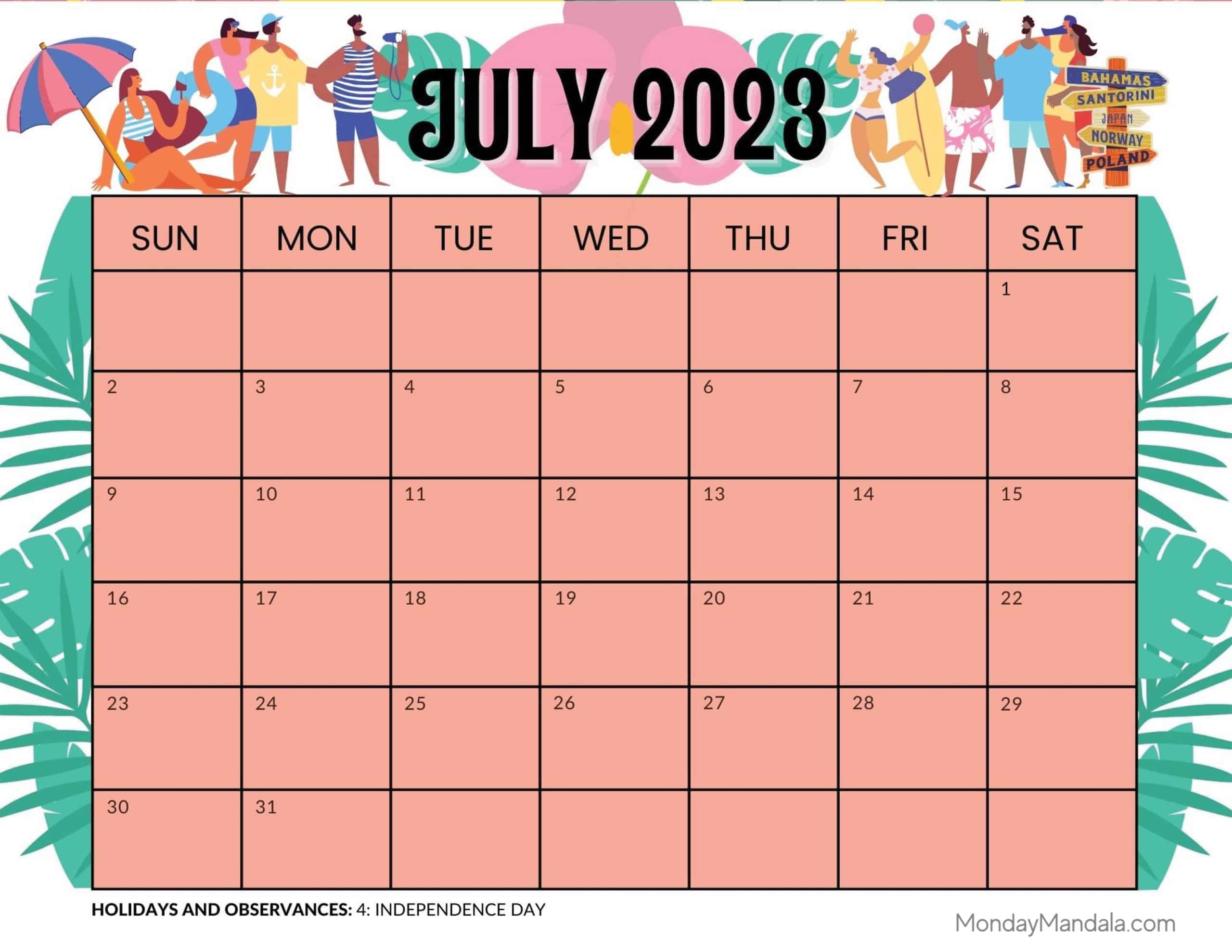 July 2023 Printable Calendar (52 Free PDF Printables)