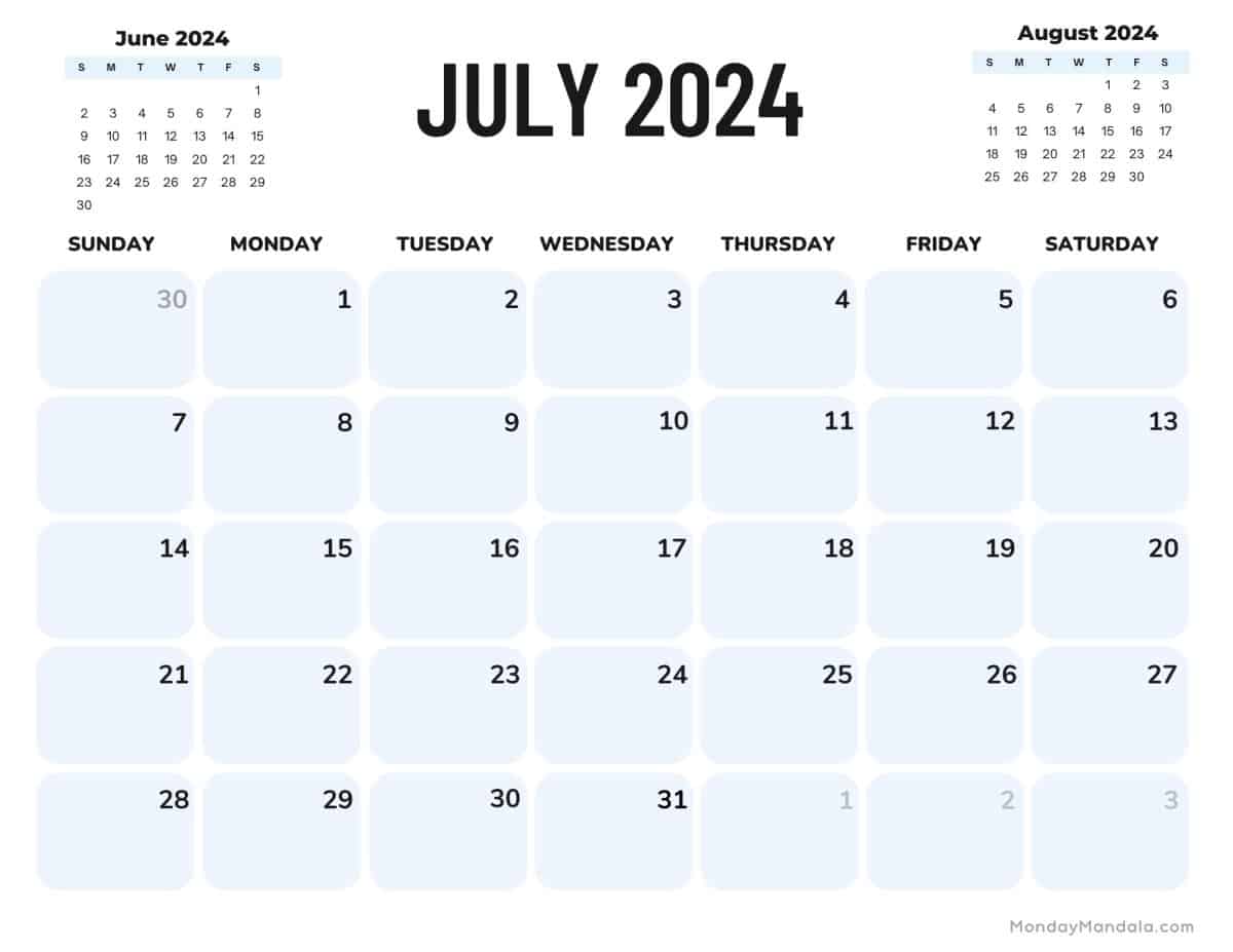July 2024 Calendars (52 Free PDF Printables)