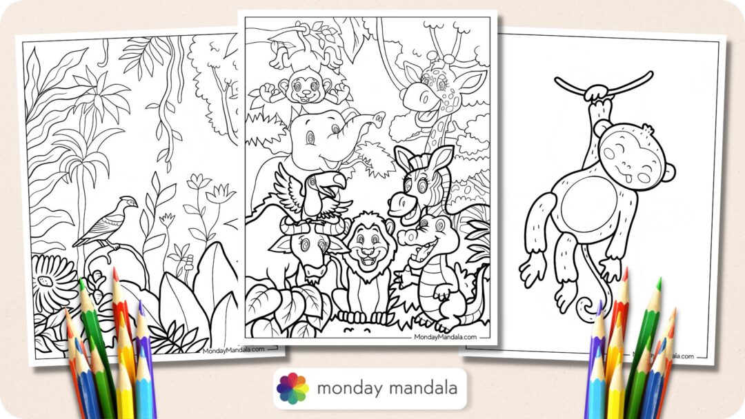20 Jungle Coloring Pages (Free PDF Printables)