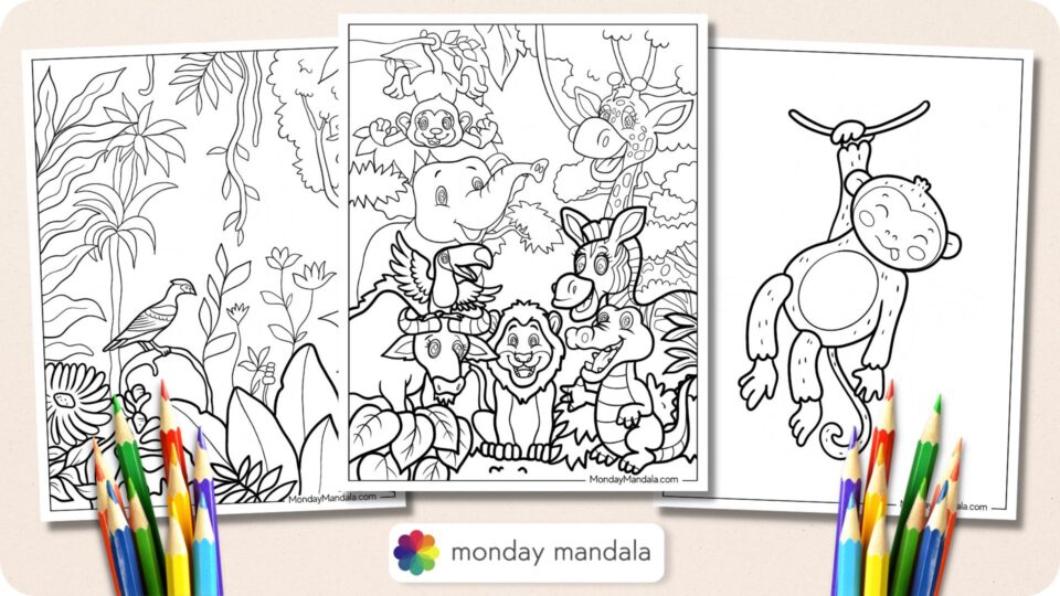 20 Jungle Coloring Pages (Free PDF Printables)