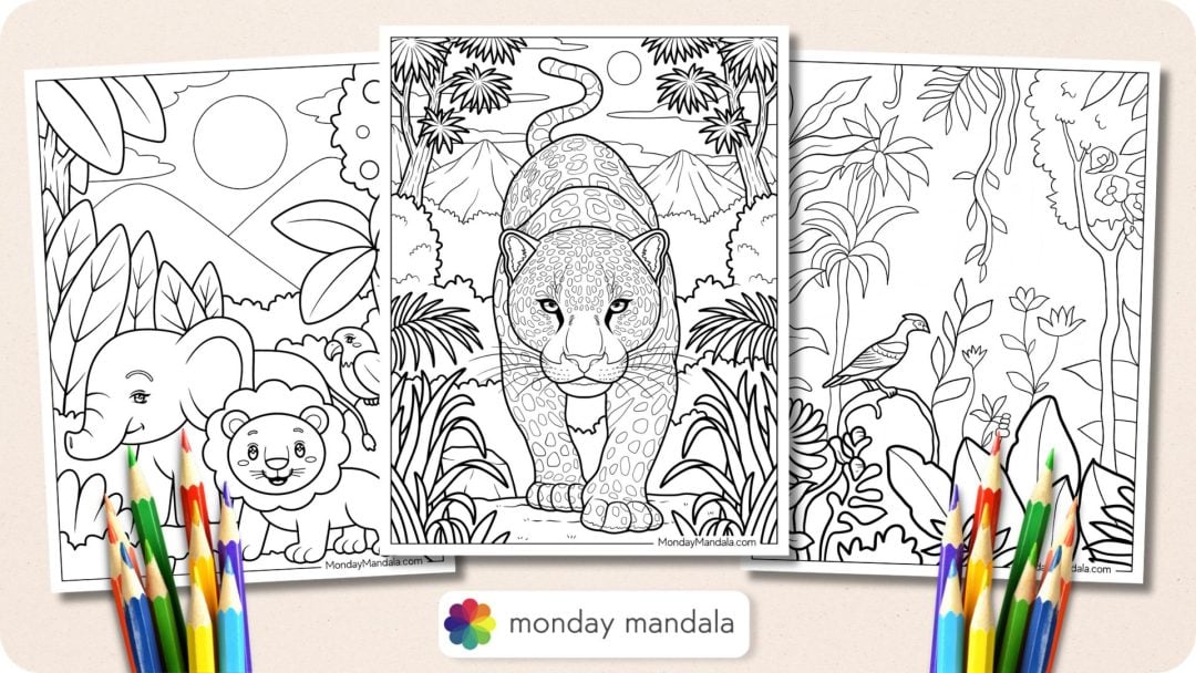 33 Jungle Coloring Pages (Free PDF Printables)