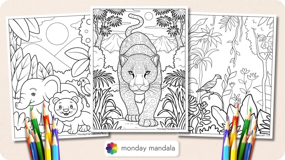 33 Jungle Coloring Pages (Free PDF Printables)