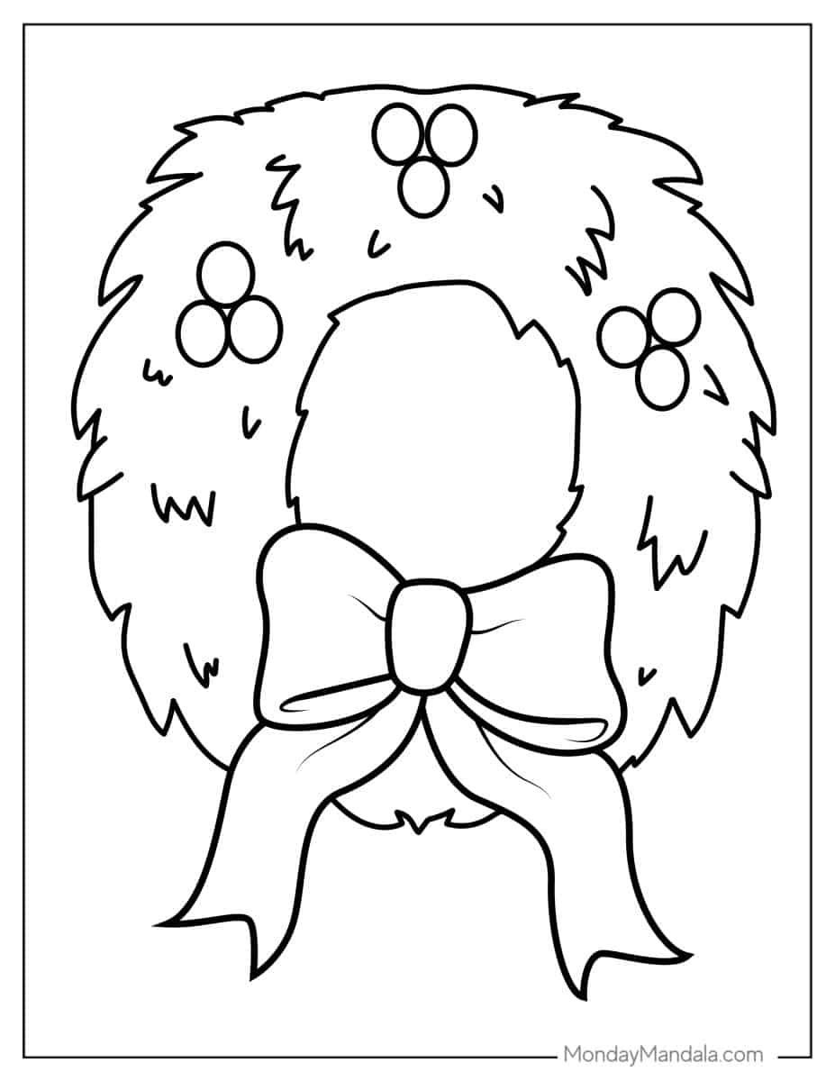 33 Christmas Wreath Coloring Pages (Free PDF Printables)