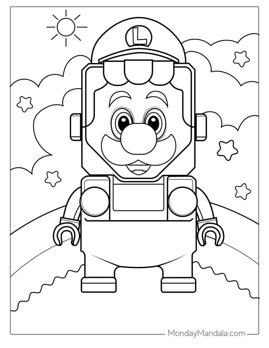 38 Cute Luigi Coloring Pages (Free PDF Printables)