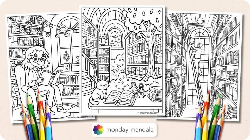 22 Library Coloring Pages (Free PDF Printables)