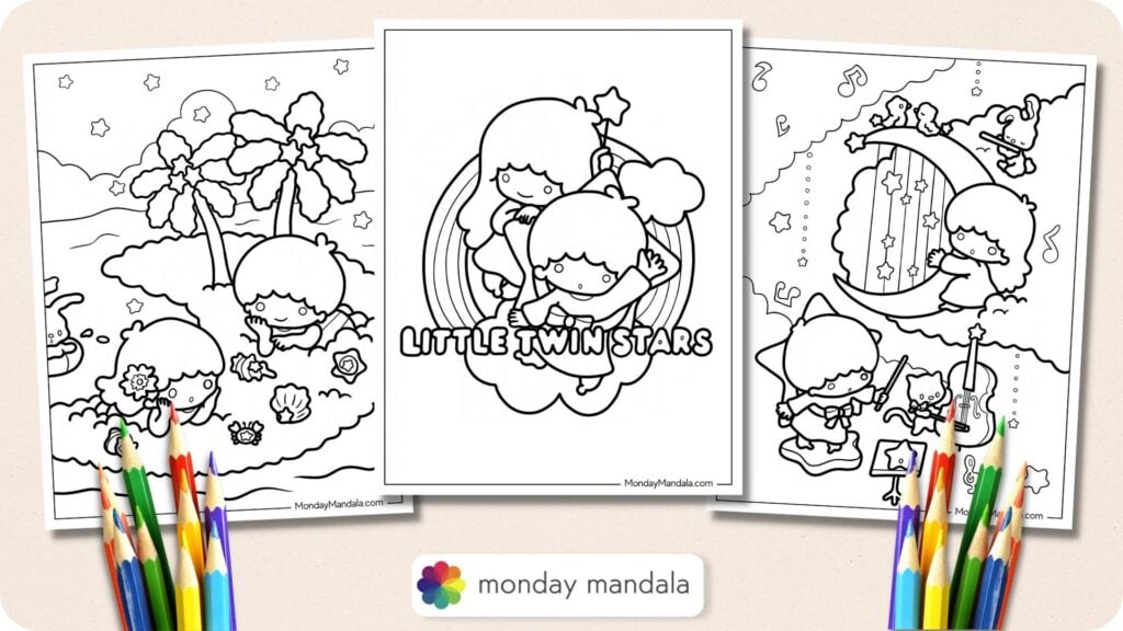20 Little Twin Stars Coloring Pages (Free Printables)