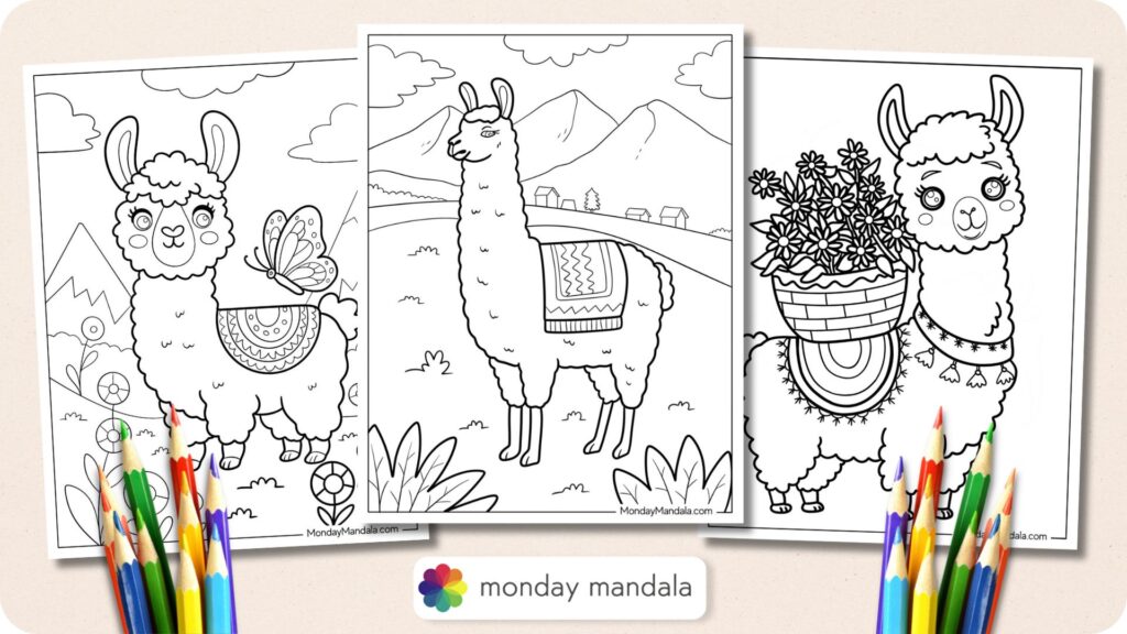 34 Llama Coloring Pages (Free PDF Printables)