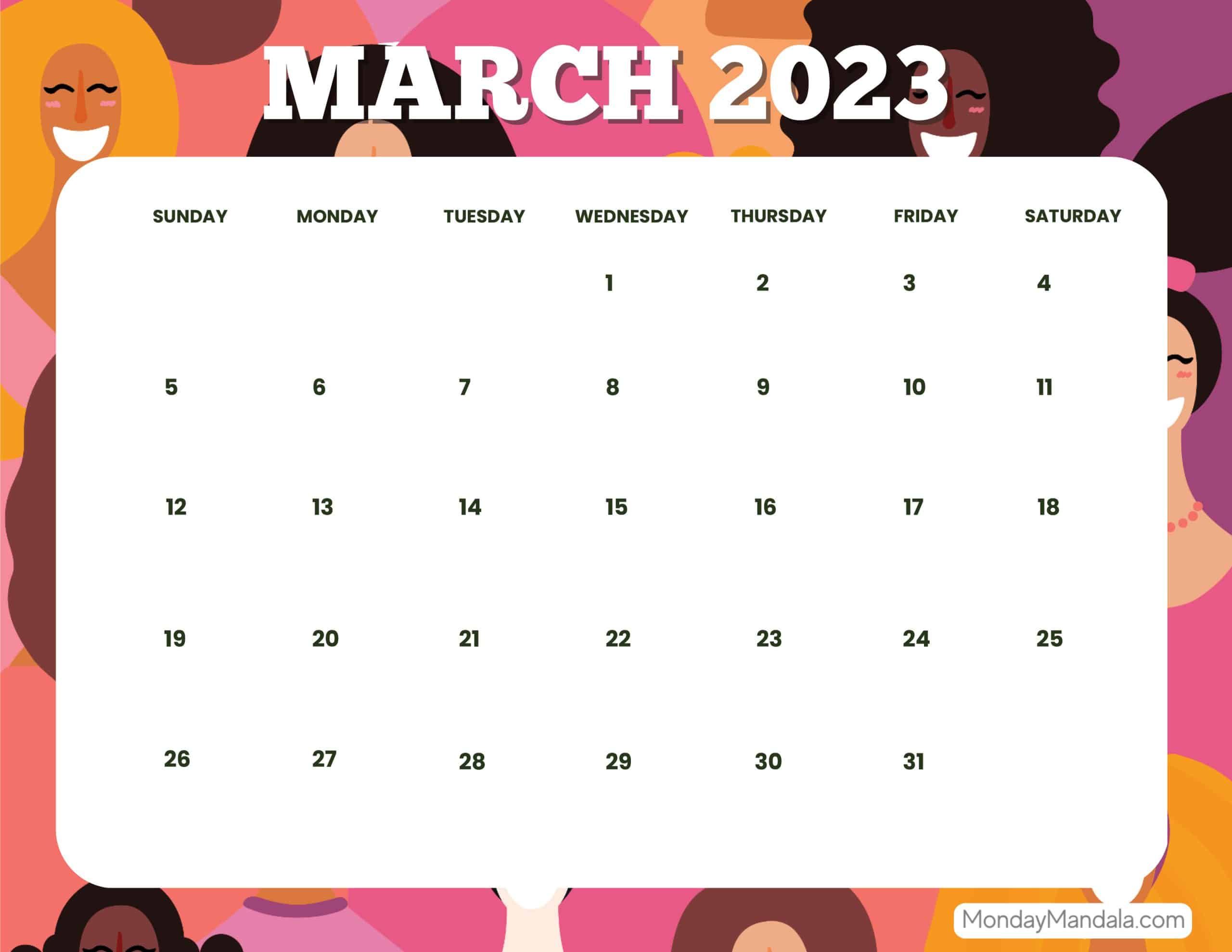 March 2023 Calendar (52 Free PDF Printables)