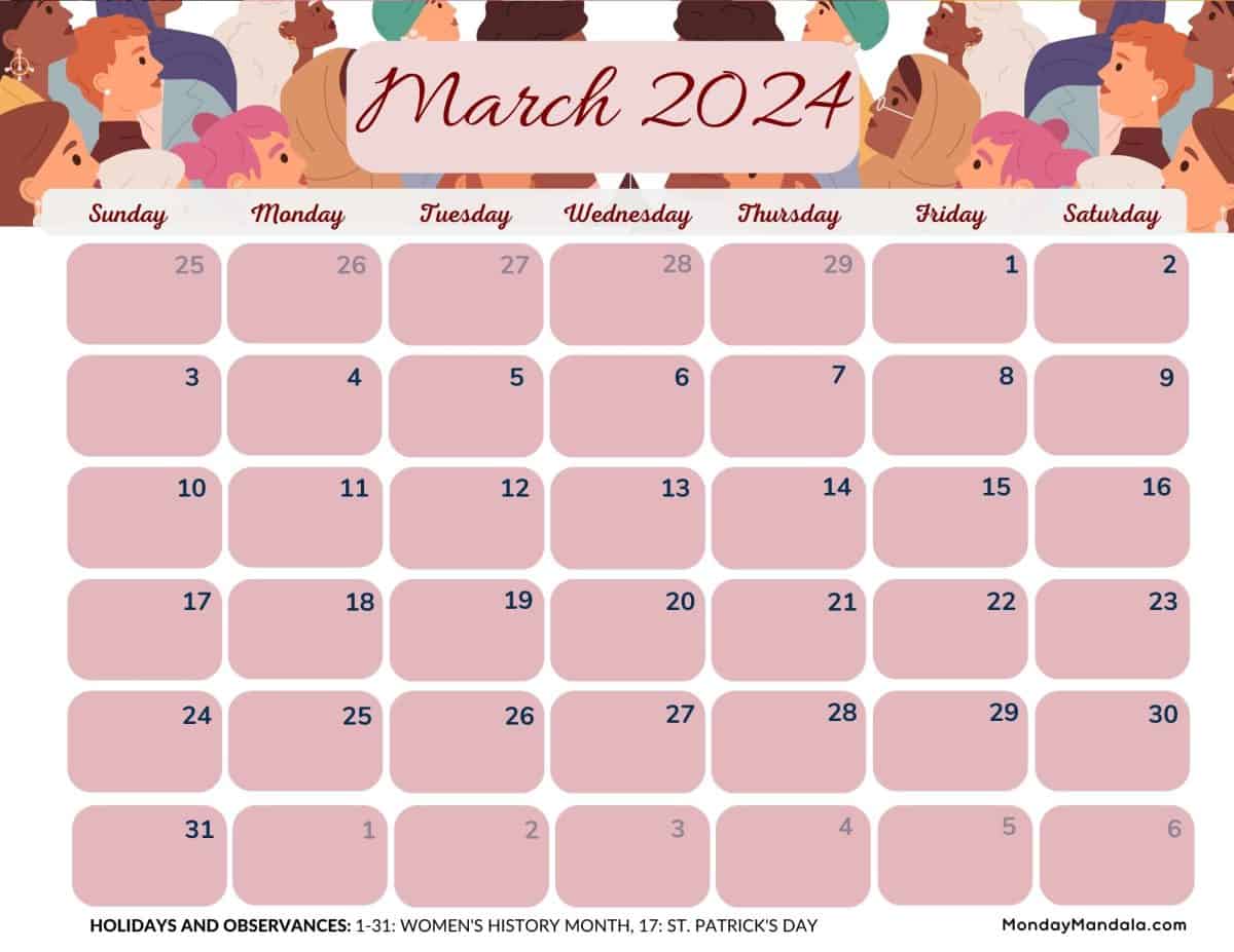 52 March 2024 Calendars (Free PDF Printables)