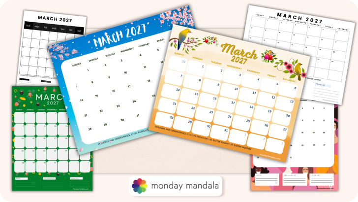 March 2027 Calendar (52 Free PDF Printables)