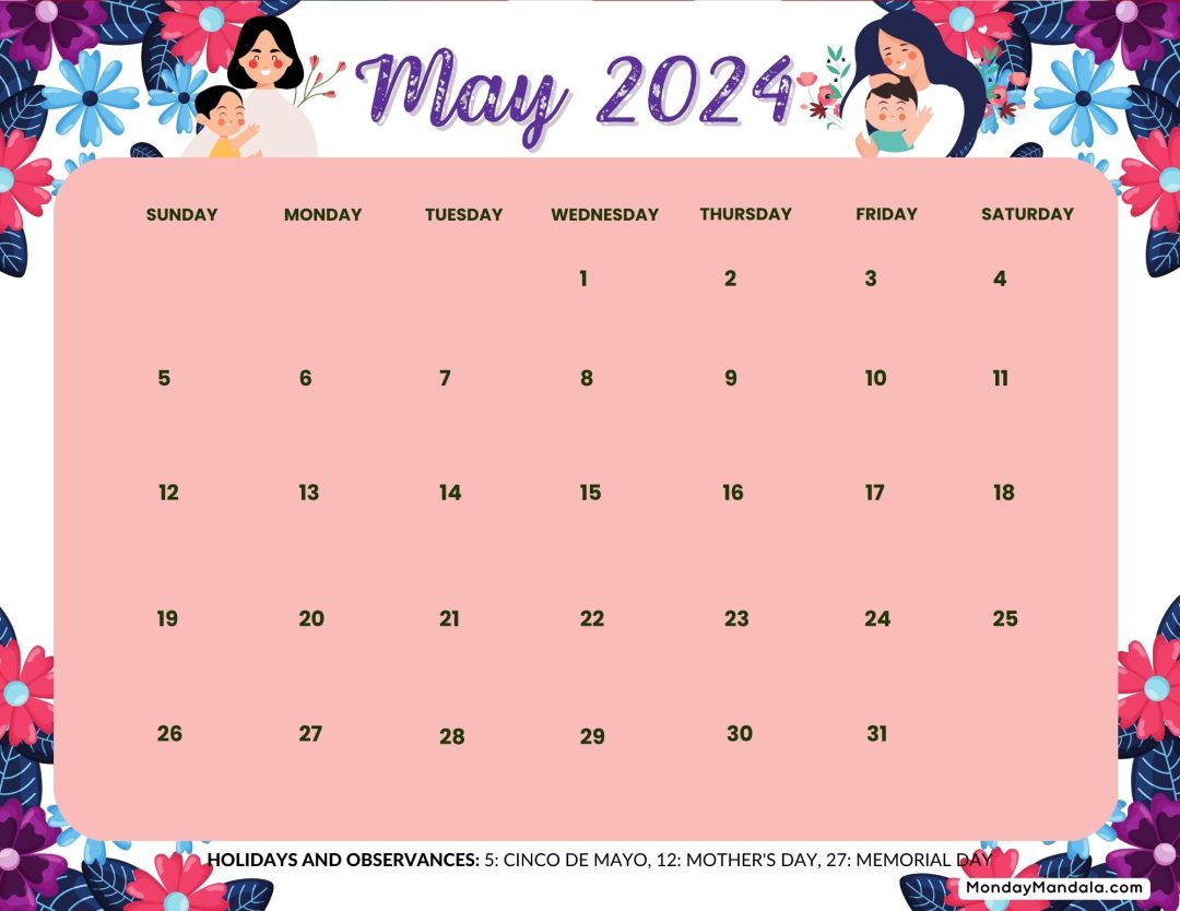 May 2024 Calendars (52 Free PDF Printables)