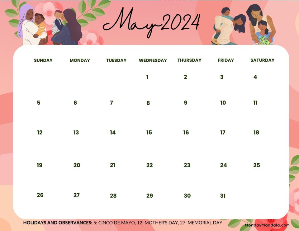 May 2024 Calendars (52 Free PDF Printables)