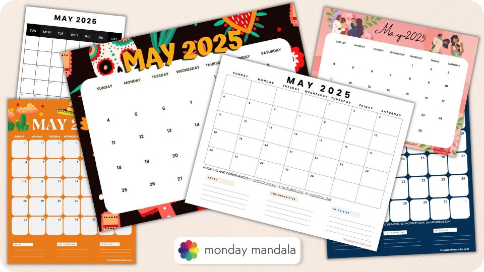 May 2025 Calendar (52 Free PDF Printables)