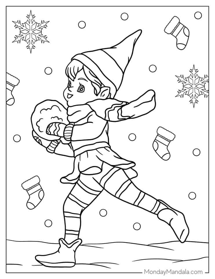 50 Elf Coloring Pages (Free PDF PRintables)