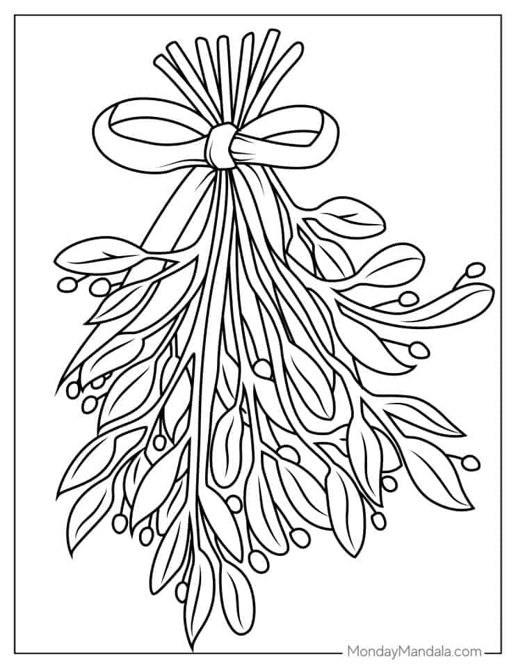 12 Mistletoe Coloring Pages (Free PDF Printables)