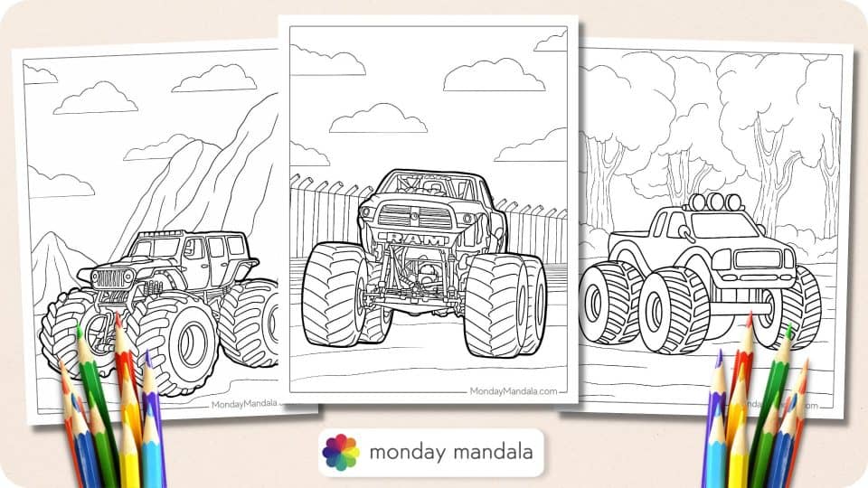 32 Monster Truck Coloring Pages (Free PDF Printables)
