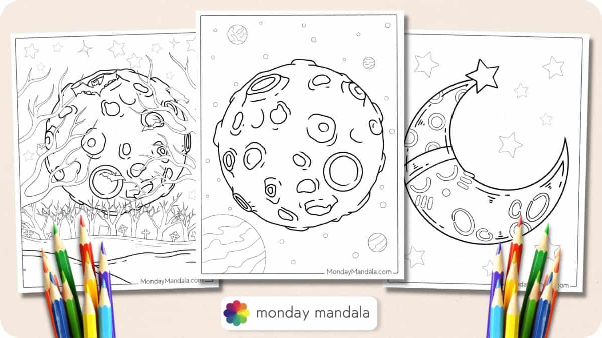 20 Moon Coloring Pages (Free PDF Printables)