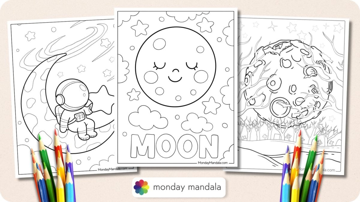 26 Moon Coloring Pages (Free PDF Printables)