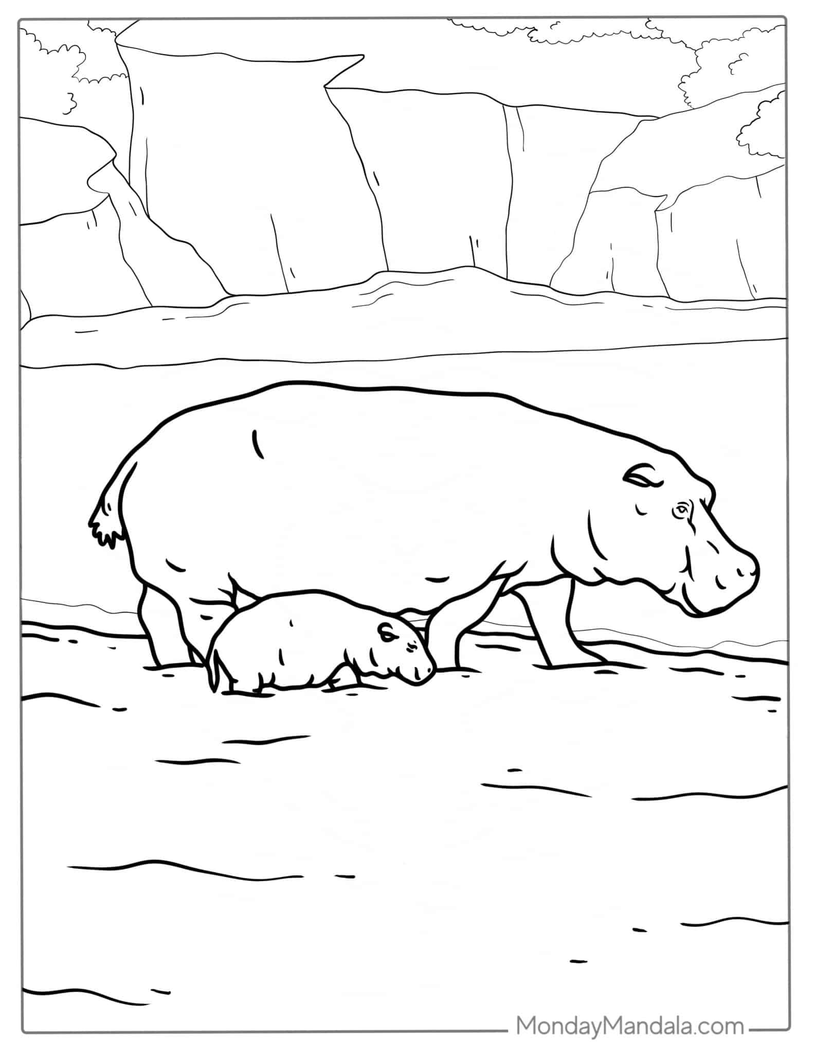 22 Hippo Coloring Pages (Free PDF Printables)