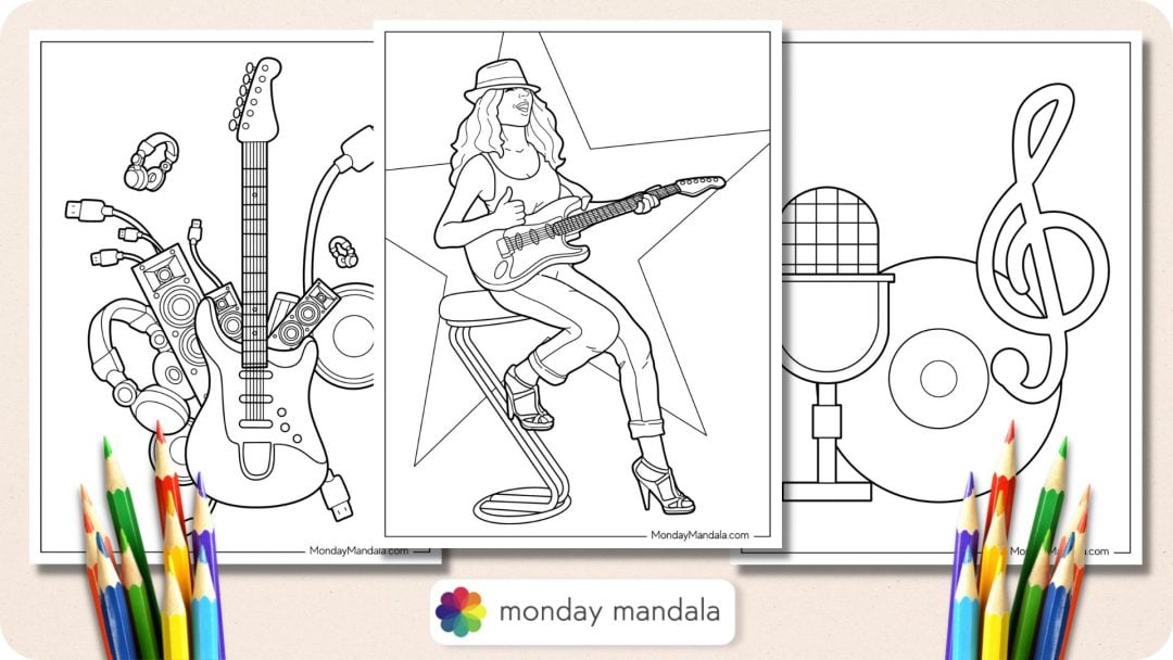 20 Music Coloring Pages (Free PDF Printables)