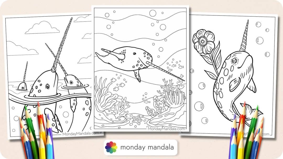 20 Narwhal Coloring Pages (Free PDF Printables)