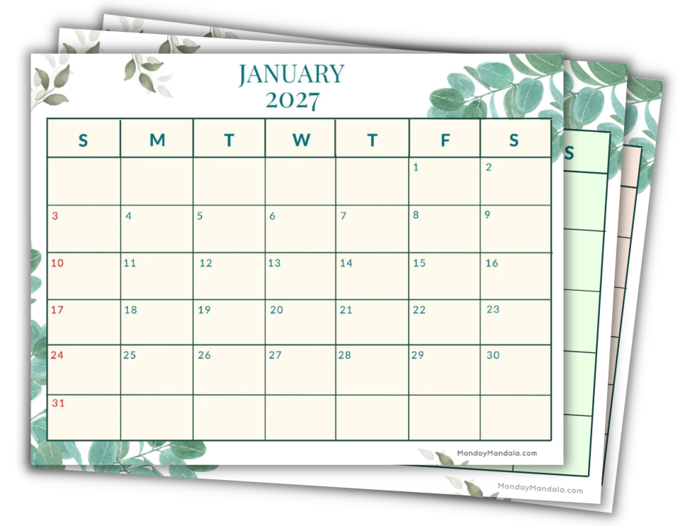 2027 Printable Calendars (56 Free PDF Printables)