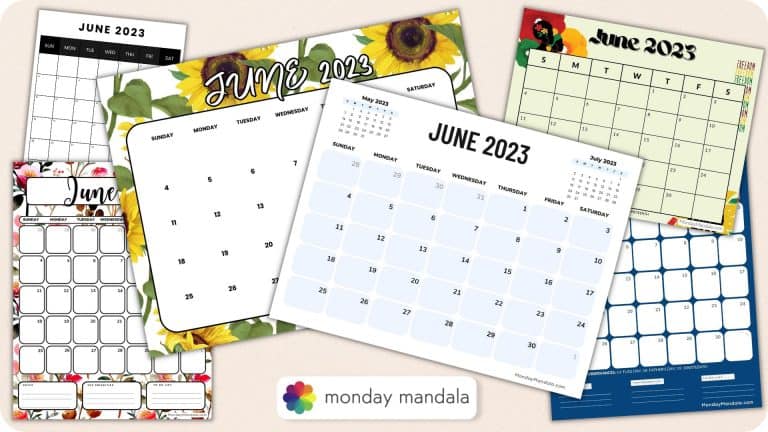 June 2023 Calendar (52 Free PDF Printables)