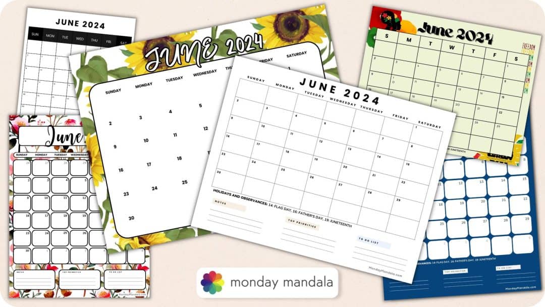June 2024 Calendars (52 Free PDF Printables)