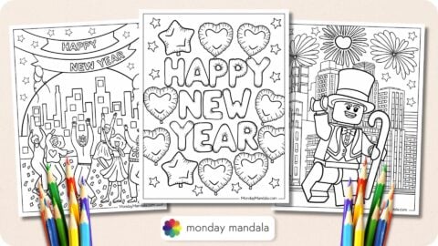 32 New Year Coloring Pages (Free PDF Printables)