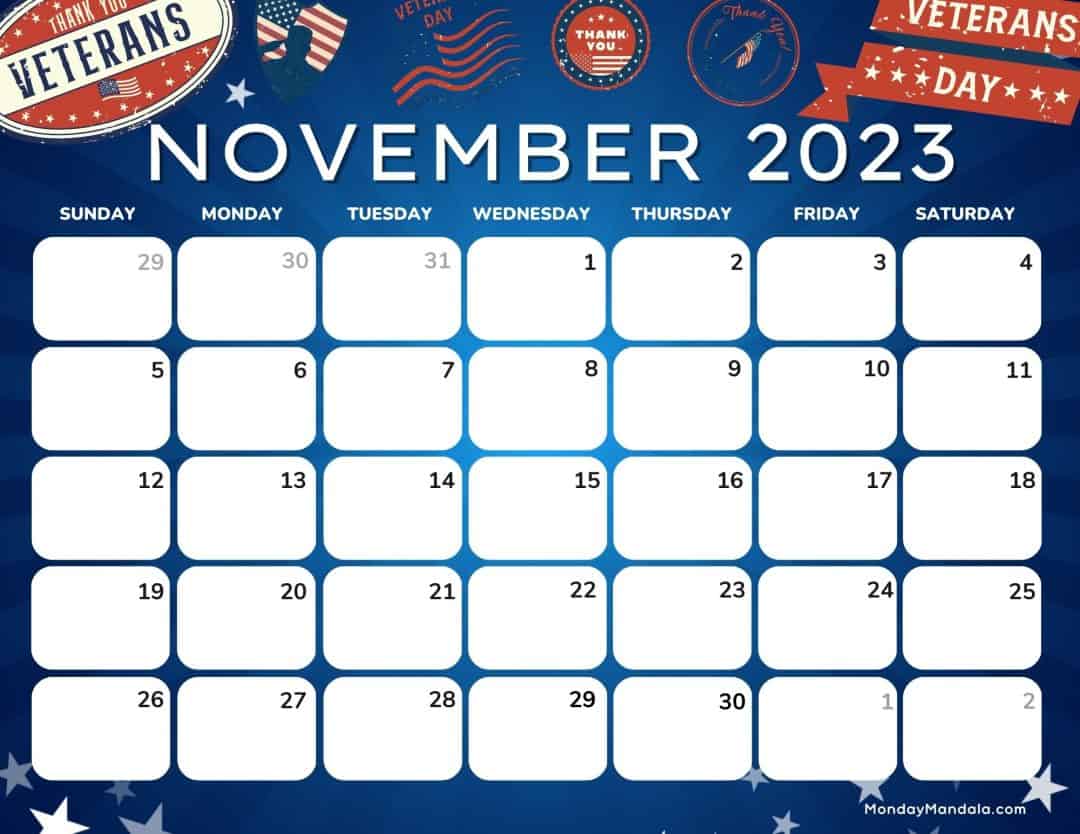 November 2023 Calendar (52 Free PDF Printables)