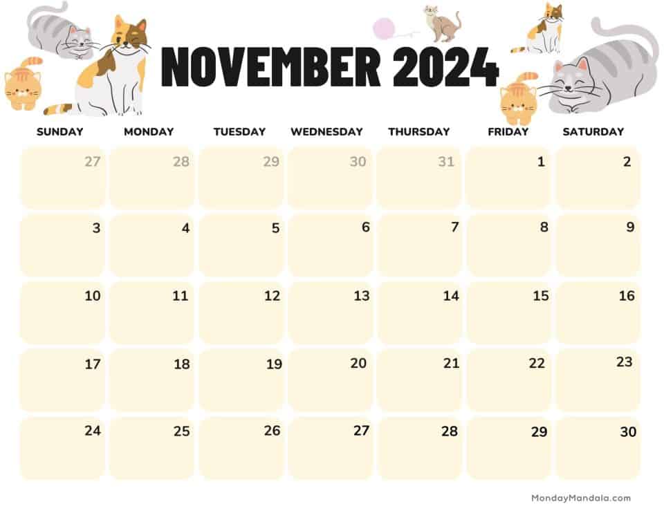 November 2024 Calendars (52 Free Printable PDFs)