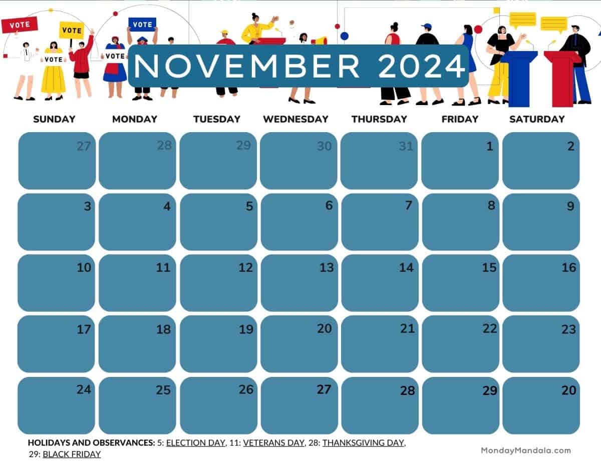November 2024 Calendars (52 Free Printable PDFs)