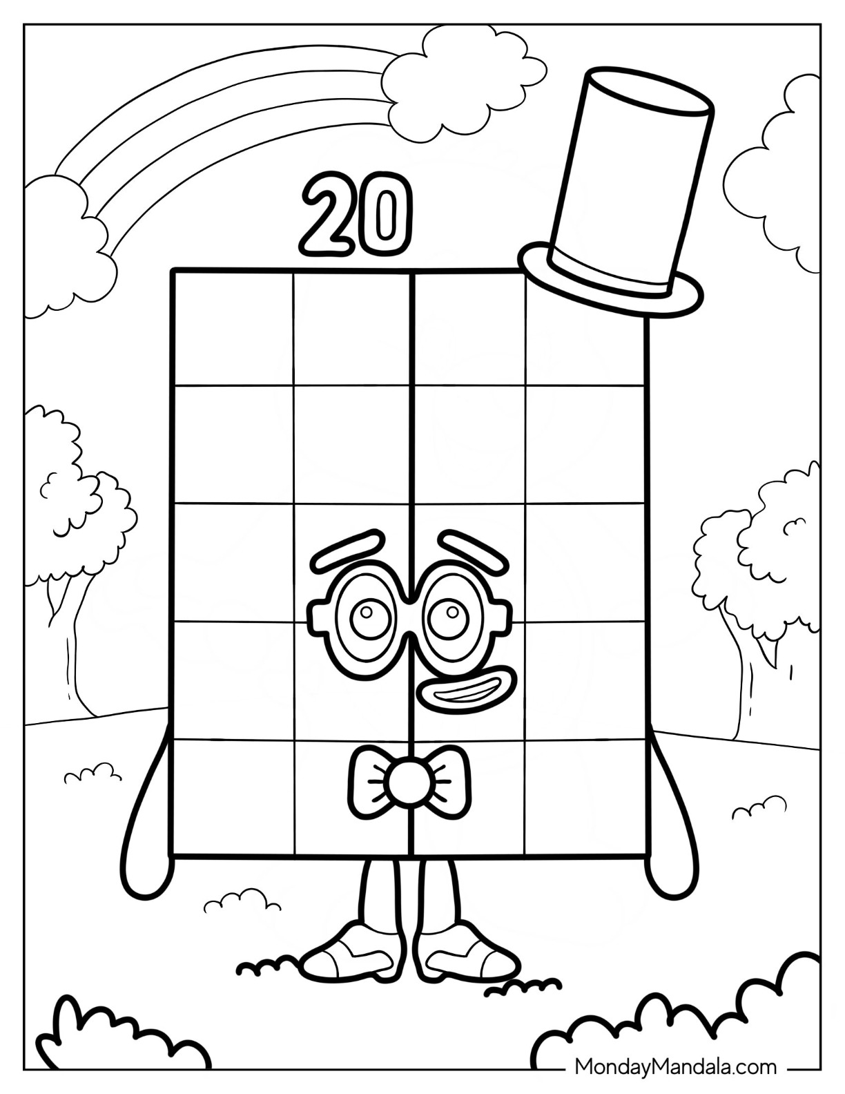 Number 20 Coloring Page Number 20 Coloring Page