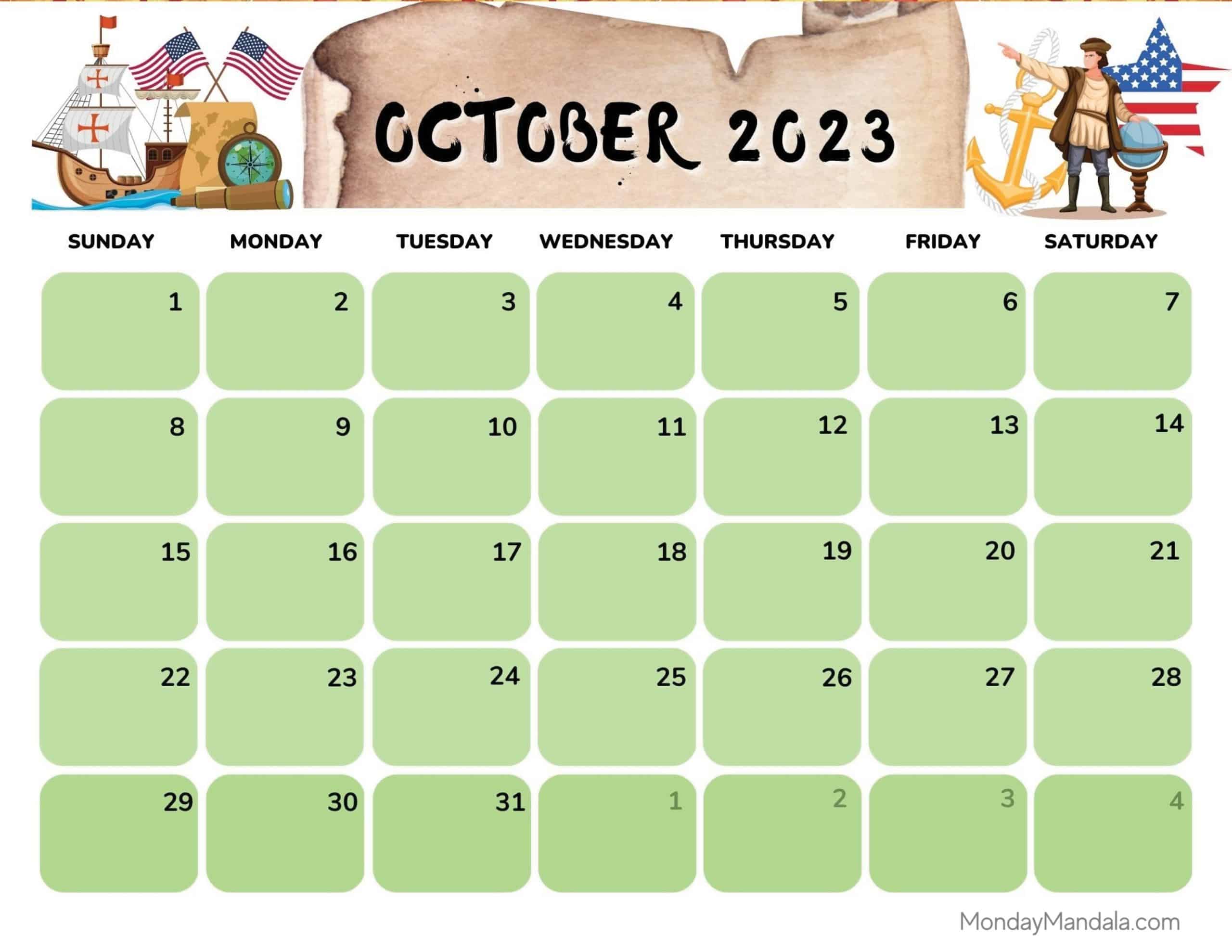 October 2023 Calendar (52 Free PDF Printables)