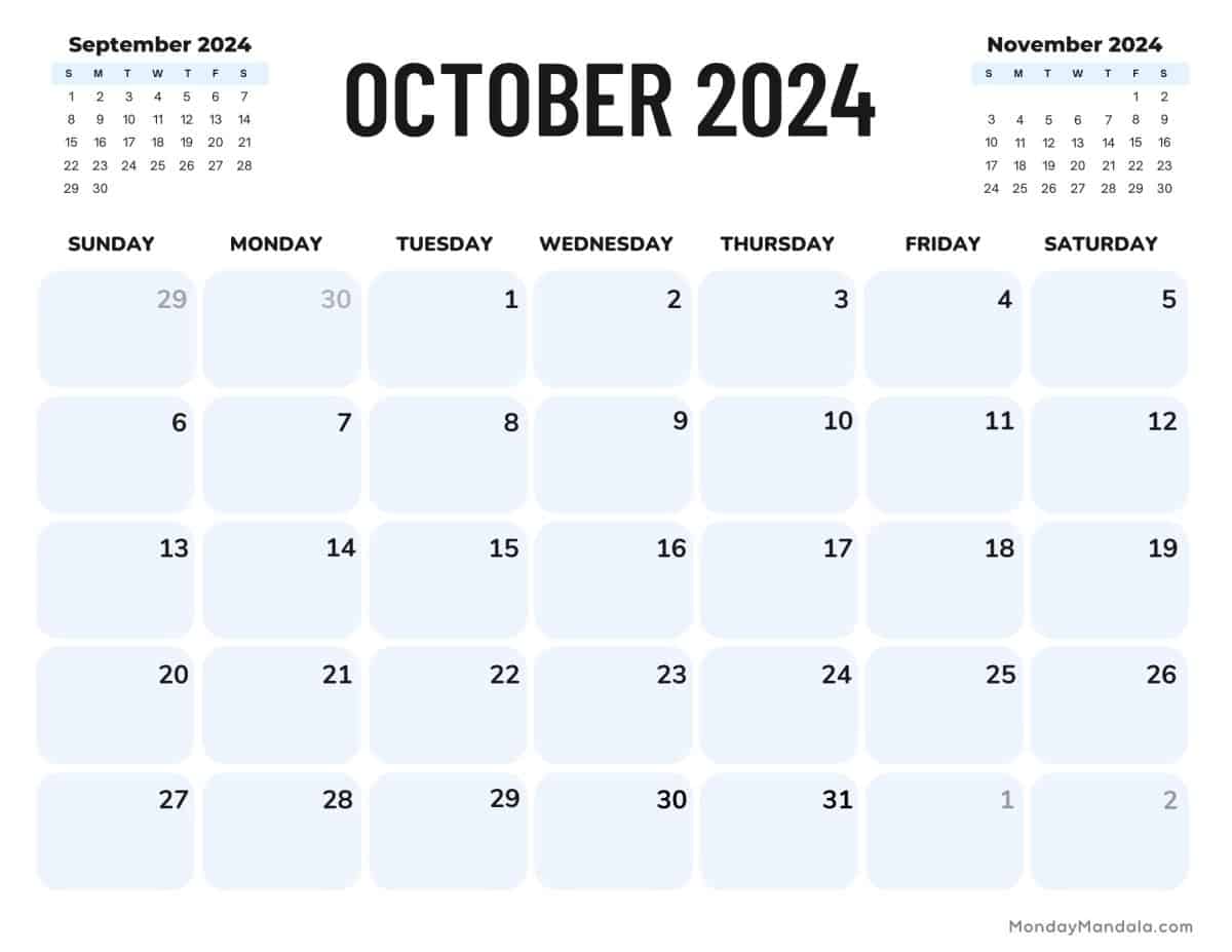 October 2024 Calendars (52 Free PDF Printables)