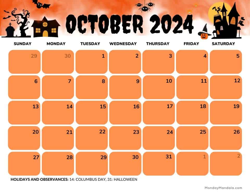 October 2024 Calendars (52 Free PDF Printables)