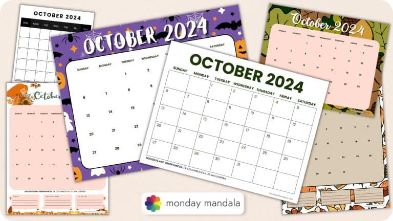 October 2024 Calendars (52 Free PDF Printables)